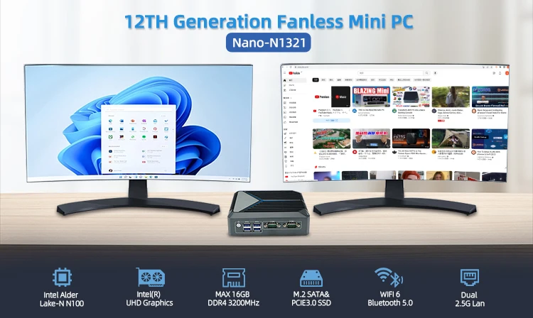 Thin Client PC N100 with NVMe M.2 SSD, Ethernet Port - Compact Intel ...