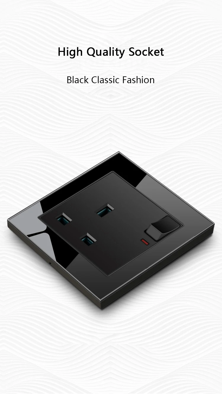 Uk 13a Wall Light Switch,Black Universal Usb Type-c 18w Smart Fast ...