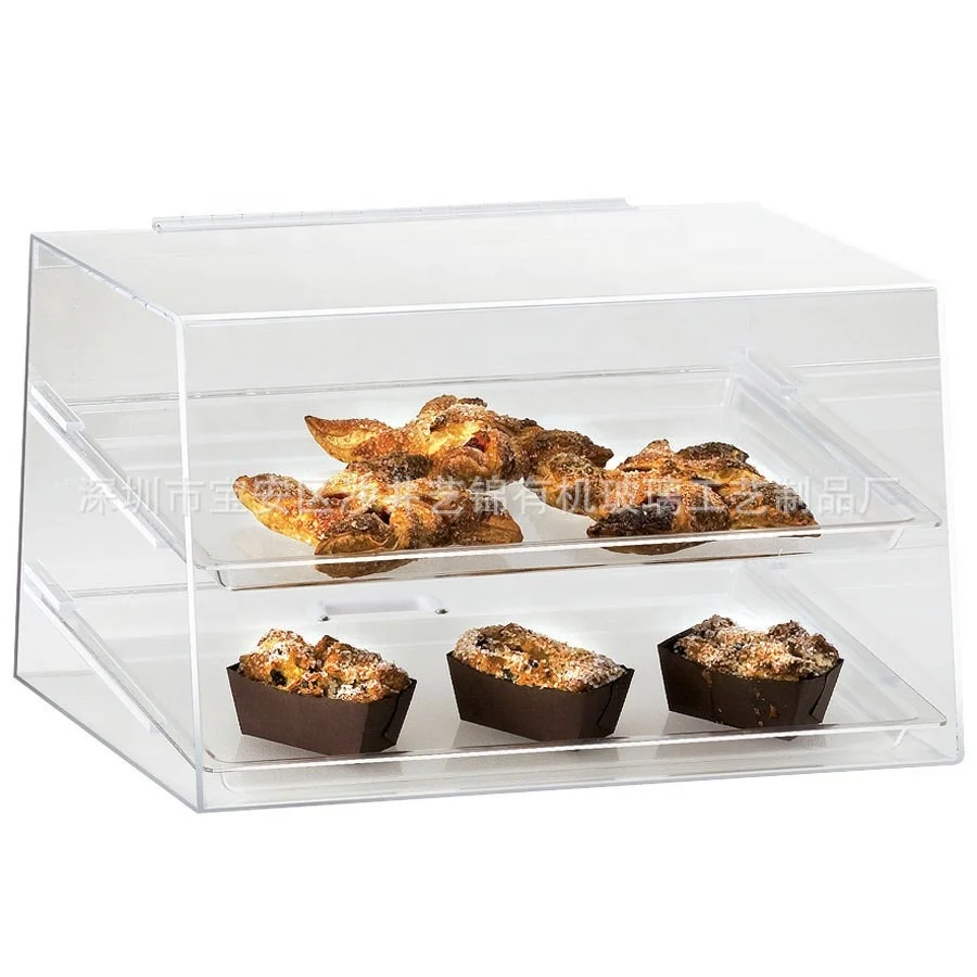 Transparent Acrylic Bakery Cake Display Case Box for 2-Tier s Pizza ...