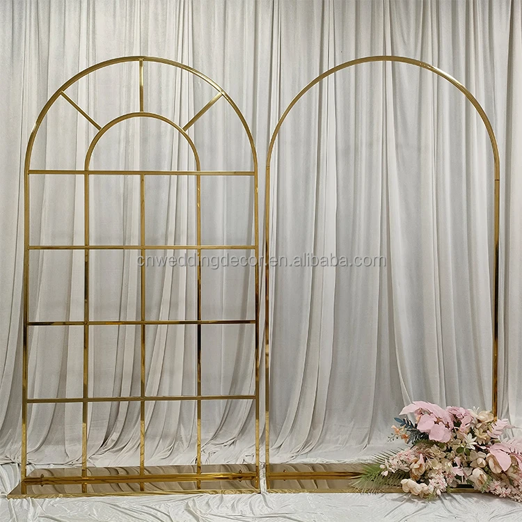 S Shape Gold Stainless Steel Wedding Backdrop - Elegant