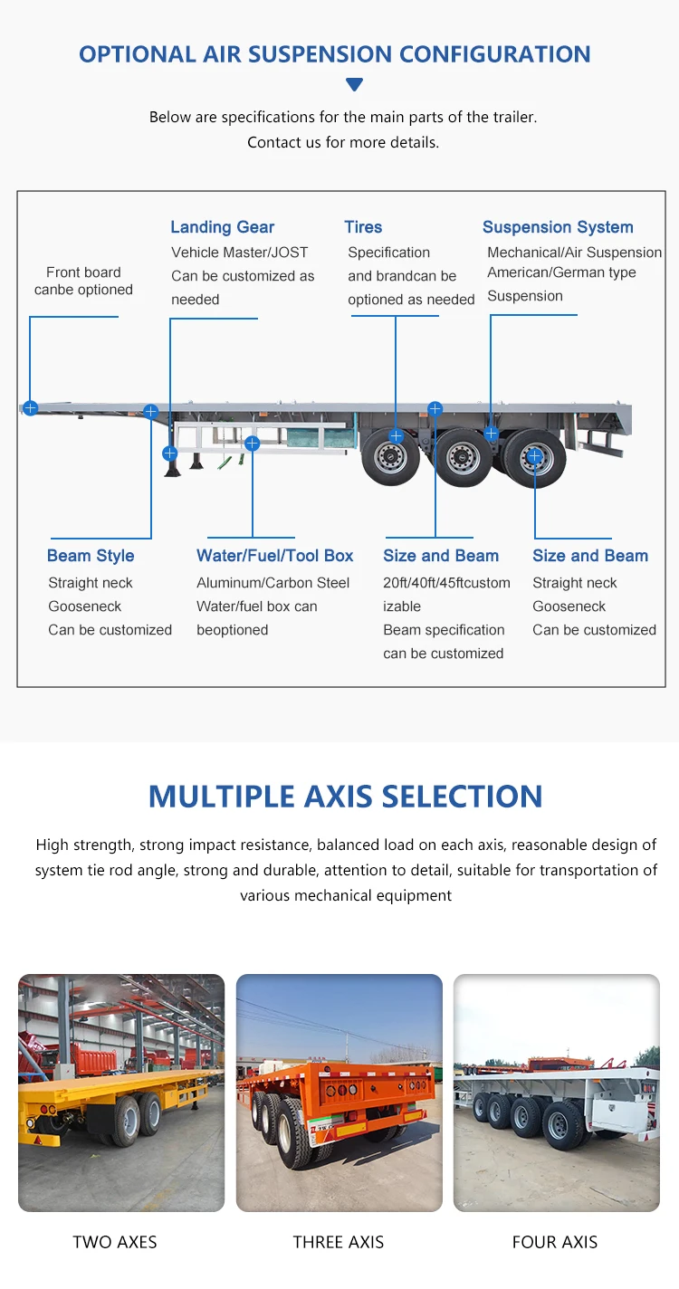 Good Price FlatBed Trailer 12m Flatbed Flat Bed Cargo Semi Trailers 3 ...