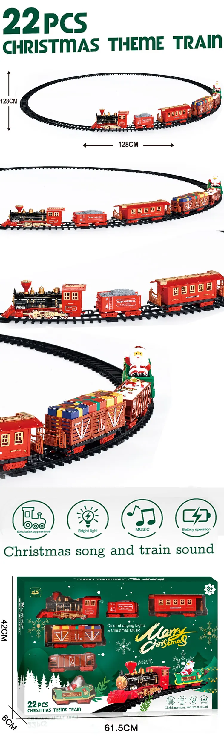 Holiday Decoration Play Christmas Musical Electric Model Toy Train Set ...
