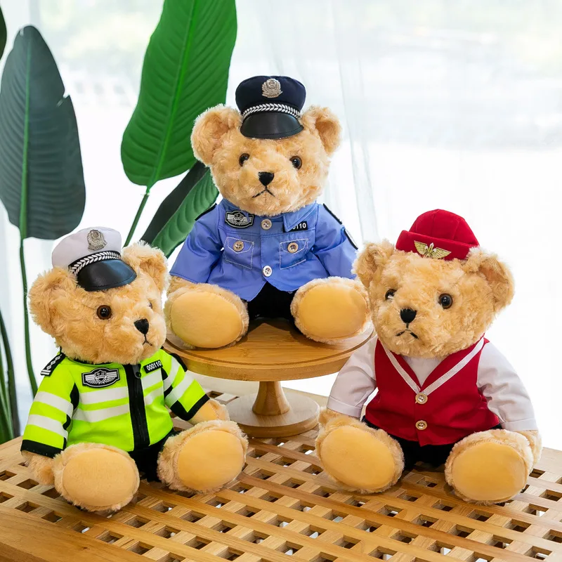 2024career Teddy Bear Uniform Policeman Firemen Traffic Police Plush ...