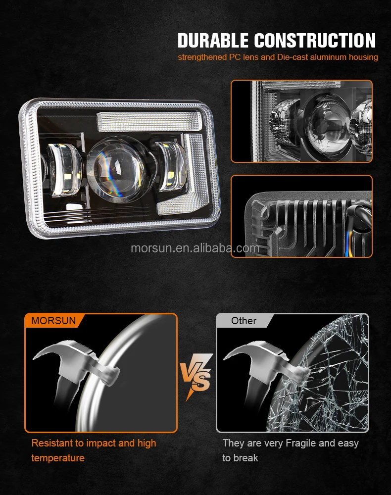 Kenworth Lights 4x6 Led Headlight For Feightliner Fld 120 112 Semi ...