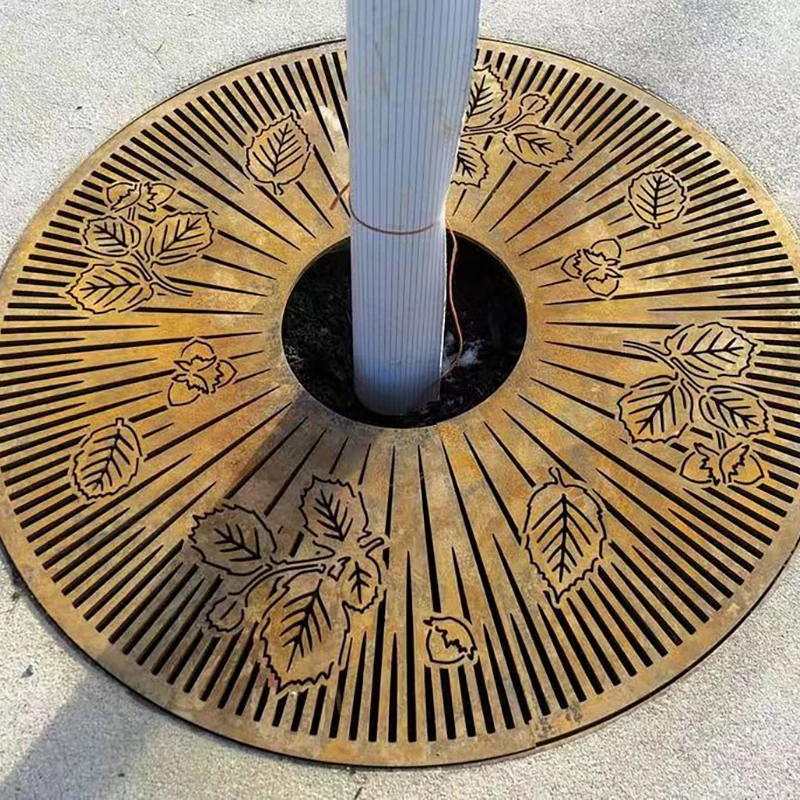 OEM Laser Cut Corten Steel Round Tree Grates Square Stainless Steel ...
