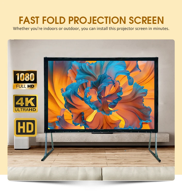 120 Inch Projector Screen Fast Fold Gray Front & Rear Projection ...