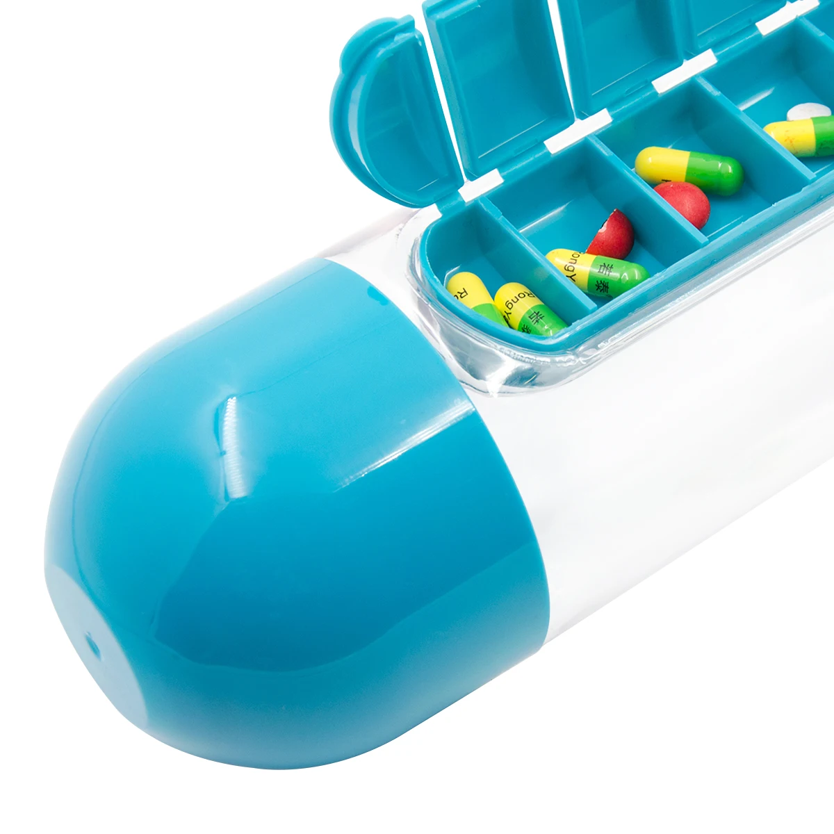 Plastic Kids Weekly Portable Water Bottle with Pill Box Pill Container ...