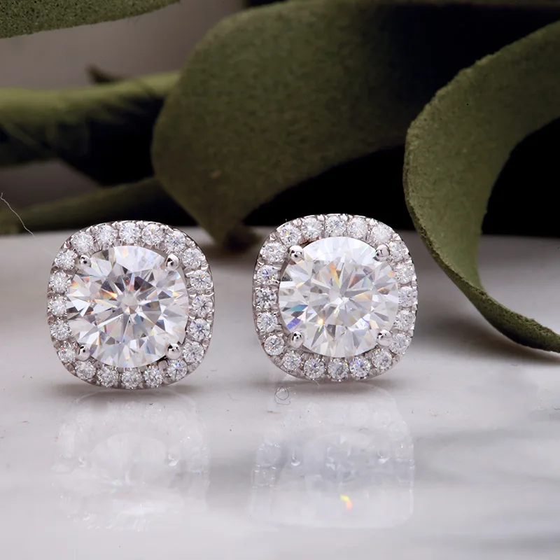 Xinfly 0.6ct 1.0carat 2.0ct 18k Pure Gold Moissanite Diamond Stud Earrings Women Jewelry - Buy ...