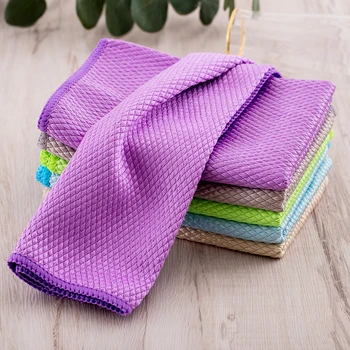 Glass Towel Water Absorption Fish Scale Microfiber Cleaning Cloths ...