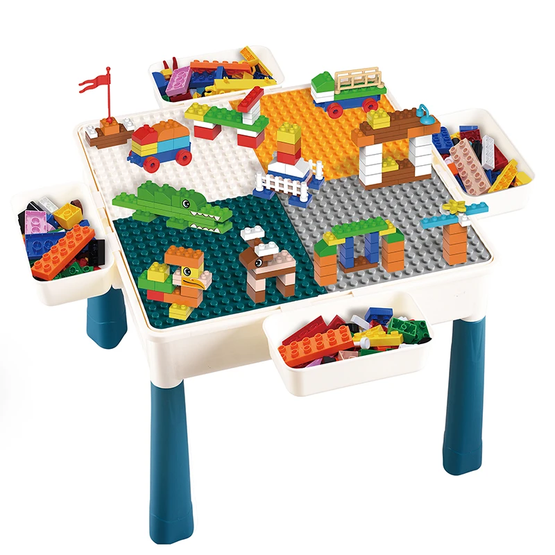 Block Desk for Kids Toy Building Block Table Construction Tiles Playing ...
