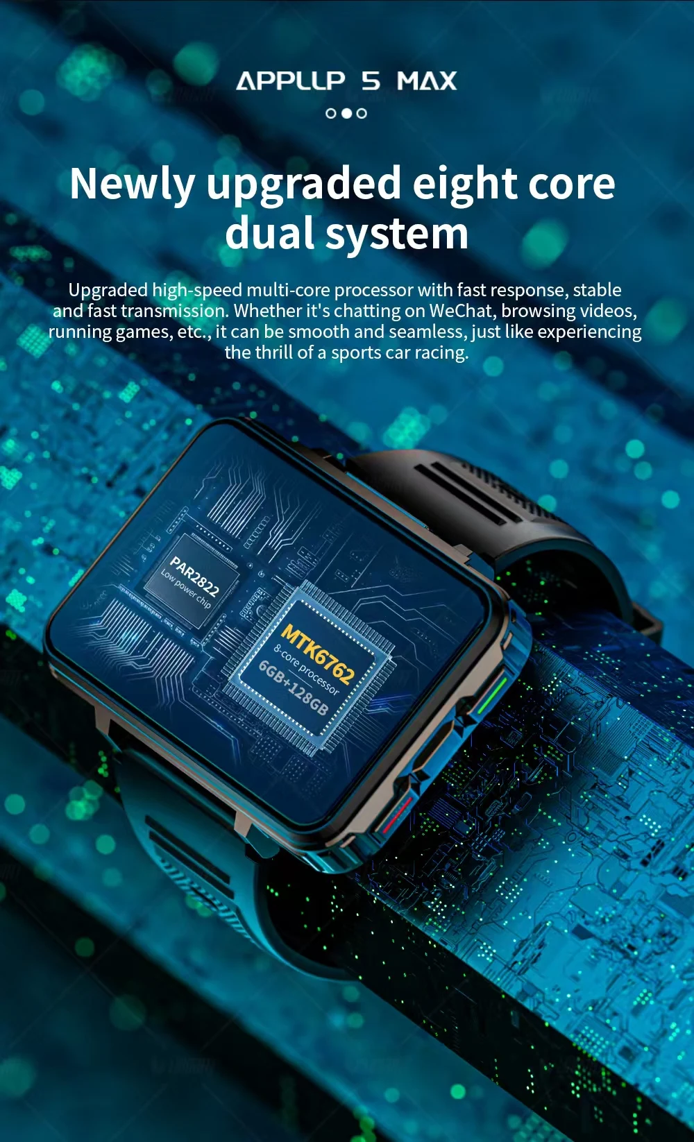 APPLLP 5 MAX 4G/5G Smartwatch with SIM Card, Dual Camera, Android 10.7 ...