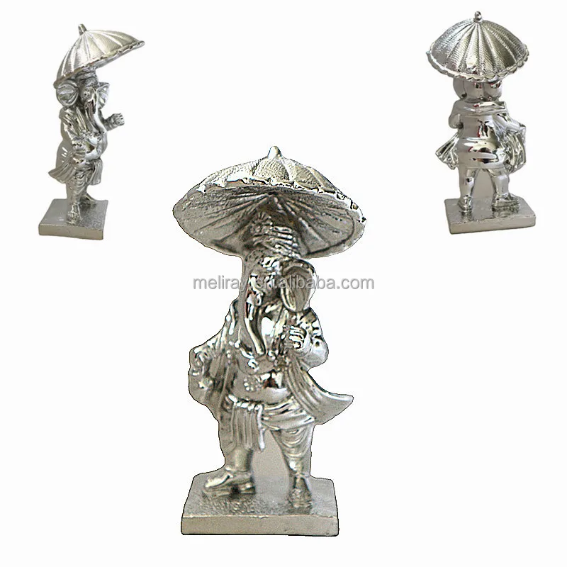 Resin Silver Coating Hindu Lord Ganesha Statue For Car Dashboard Statue ...