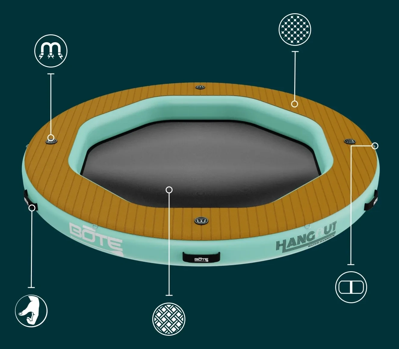 Custom Inflatable Round Pool Float Island Folded Hangout Water Hammock ...