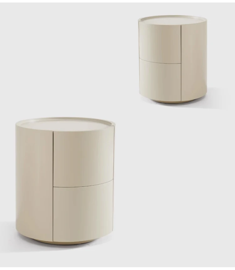 Round Bedside Table - Modern, Solid Wood Storage Unit