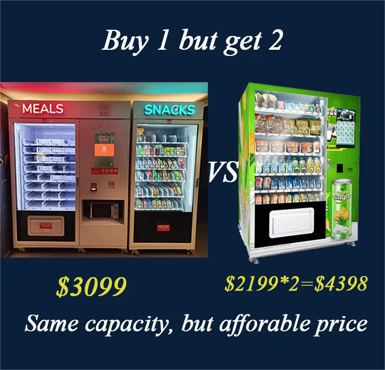 Large Capacity Dual Cabinet Double Cabinet Refrigerated Snacks And Drinks Smart Vending Machine ...