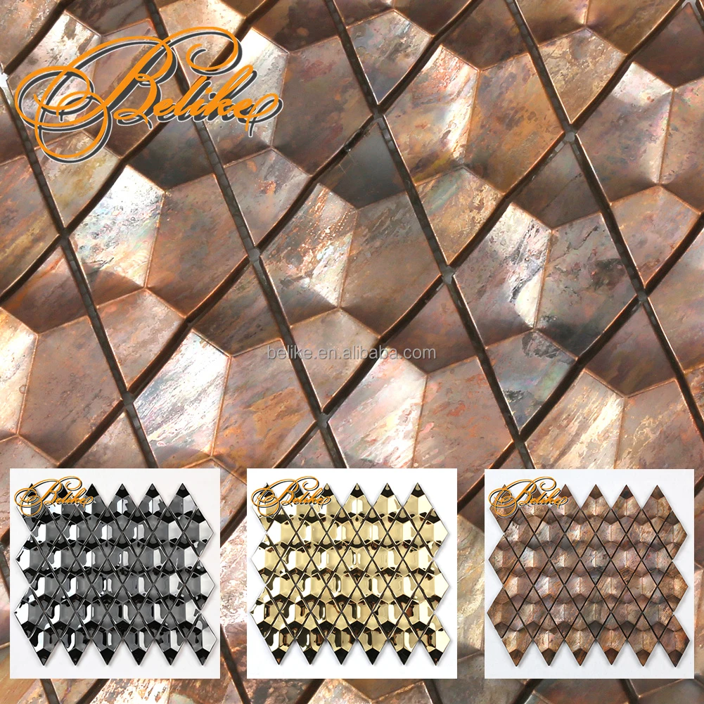 3D Rhombus Steel Mosaic Wall Tiles - Elegant Home Decor