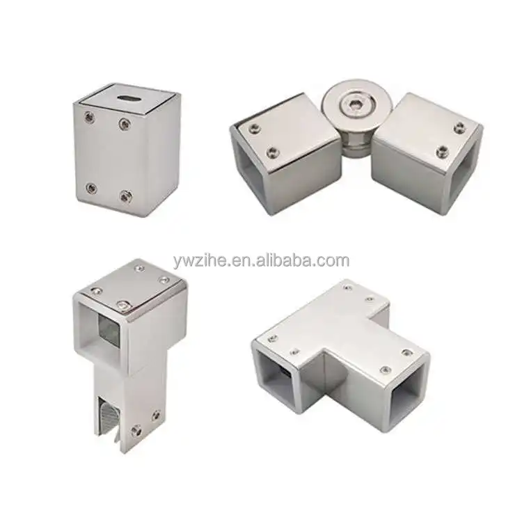 304 Stainless Steel Square Tube Connectors Shower Glass Fixed Rod ...