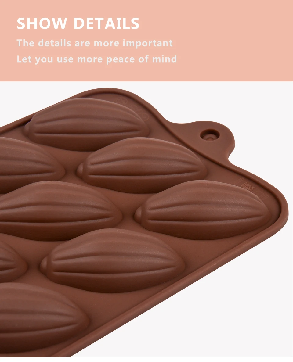 Classical Design Cocoa Pod Shape Baking Tools Silicone Sugar Candy ...