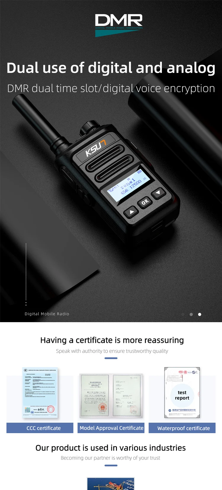 KSUN DM3 DMR Walkie Talkie - Handheld Digital Scanner Radio, UHF Long ...