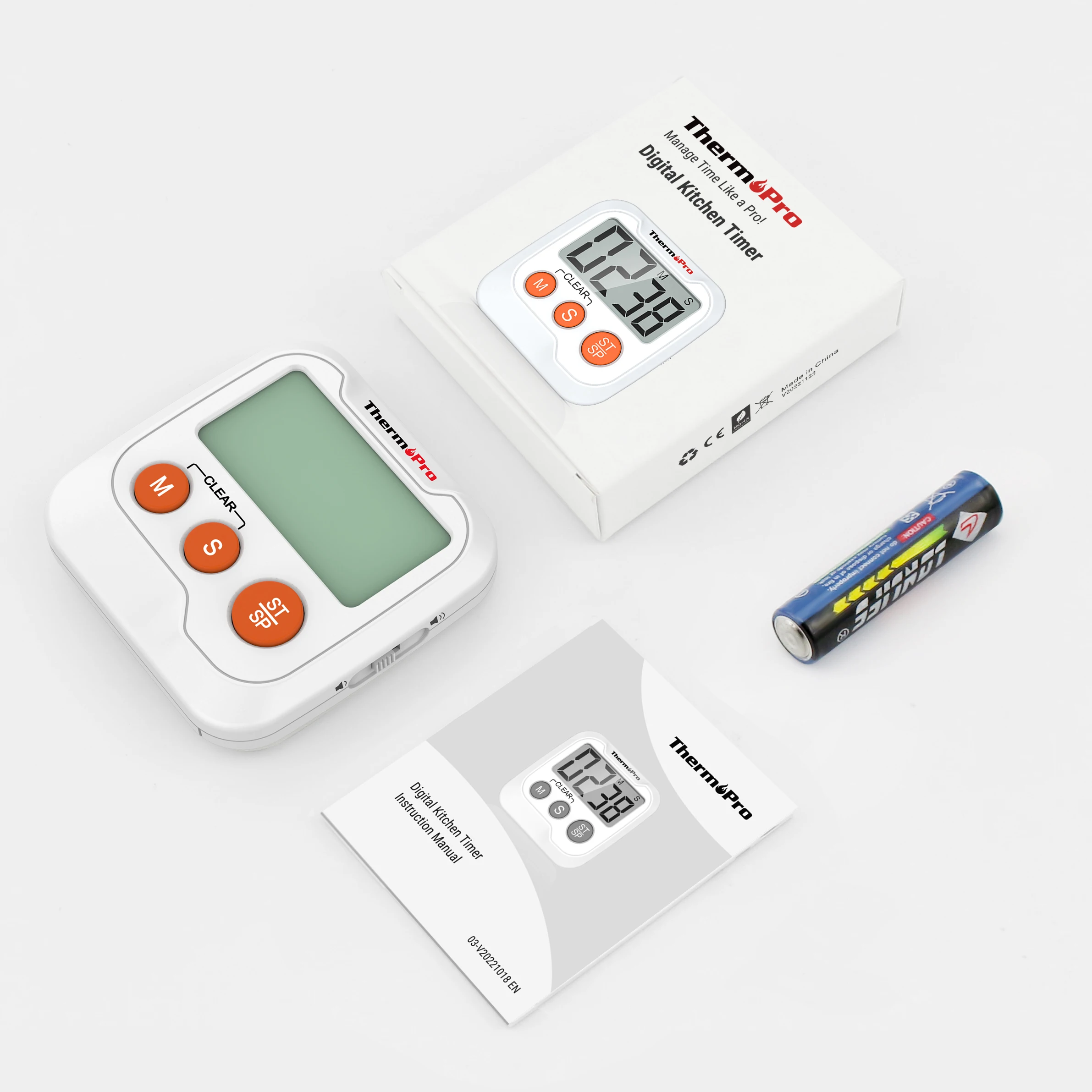 Thermopro Tm03 Digital Timer For Kids & Teachers,Kitchen Timers For Cooking With 2-level Alarm ...