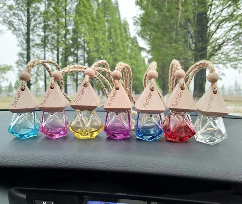 Car Hanging Perfume Bottle Fragrance Air Freshener Empty Glass Bottle ...