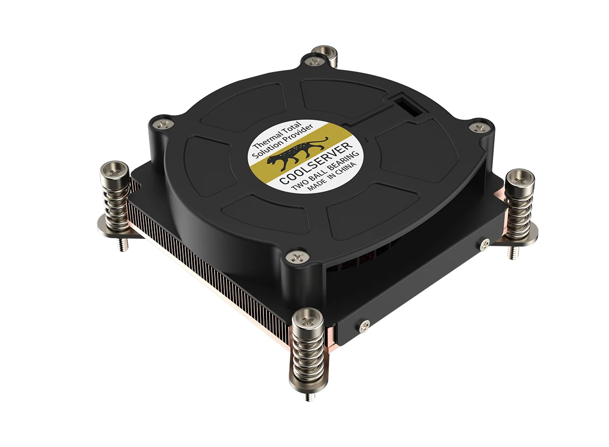 COOLSERVER 1U3CC Copper Heatsink CPU Cooler 4pin PWM Two Ball Bearing ...