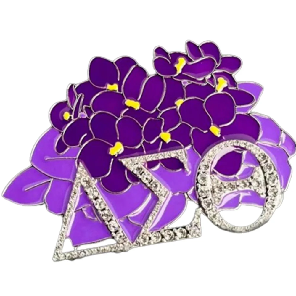 Delta African Purple Violet Cluster DST Pin Rhinestone Purple Enamel ...