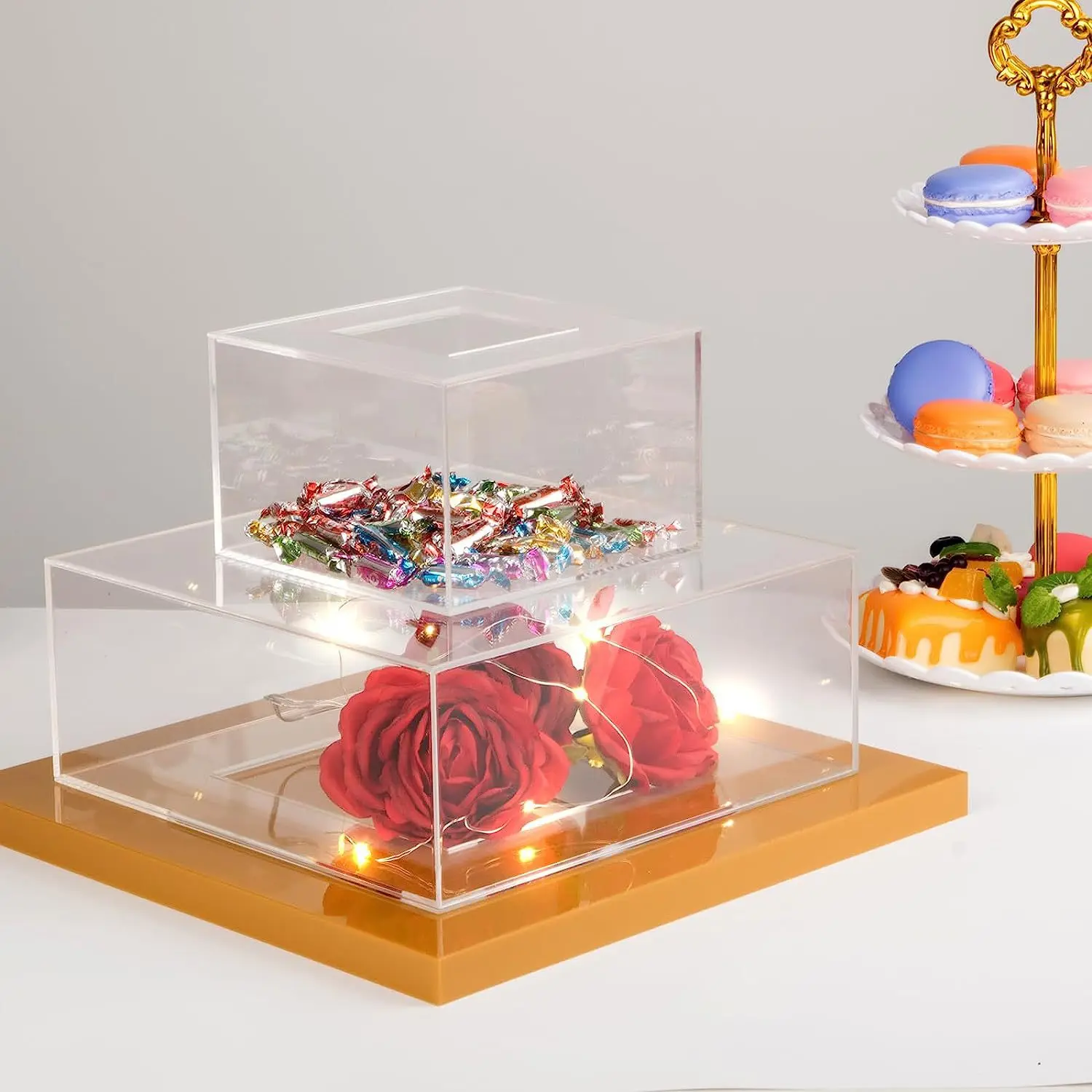 Cake Riser Acrylic Square Fillable Cake Stand Cake Tiller Separator ...