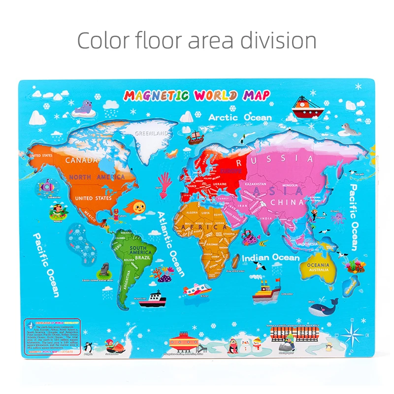English Version of the World Map Magnetic Puzzle for Kids