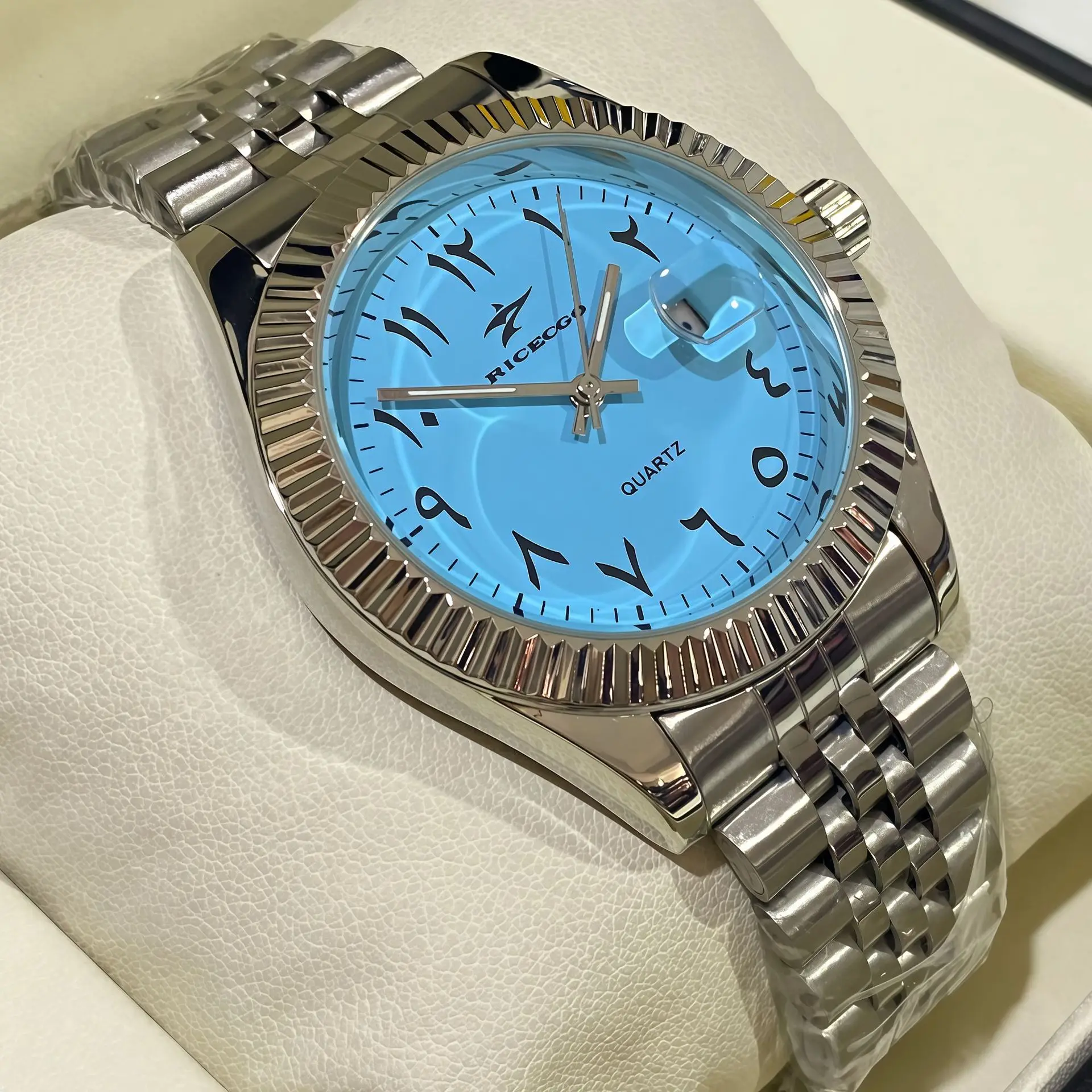 RICECGO L002 Fashion Quartz Watch Vive Genuine Leather Band 24 Hour ...