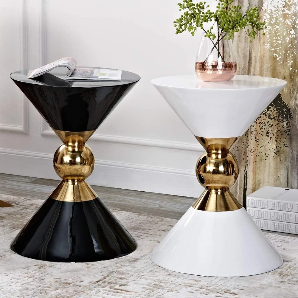 Living Room Hourglass End Table Home Decorative Sofa Side Table Round ...
