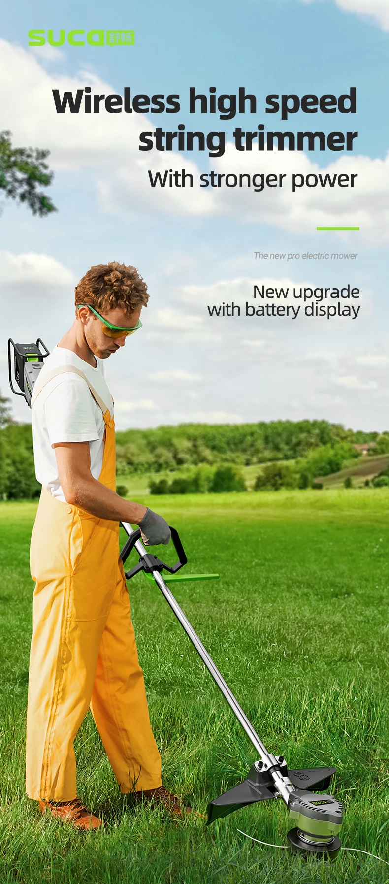 SUCA SC-6201 High Power Cordless String Trimmer - 40V Lithium