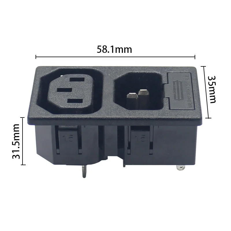 Hot Sell AC Power Inlet Connector C13 and C14 Socket Plug