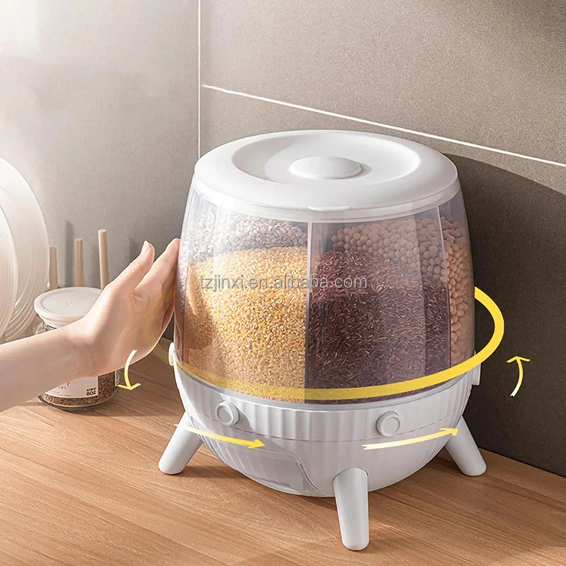 360 Rotating Rice Dispenser Food Dispenser 6 In 1 6-grid Rotatable ...