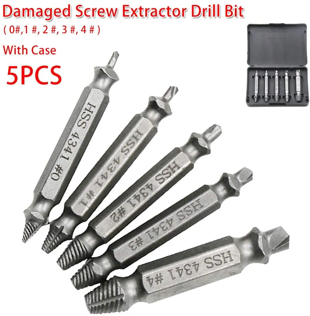 Hss 4341 6pc Damaged Screw Extractor Drill Bit Guide Broken Bolt Stud ...