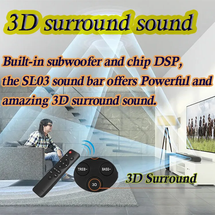 70W Sound Bar Wireless - 3D Surround Sound with Bluetooth