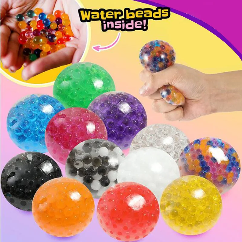 Squishy Fidget Toys Squeeze Balls Filled With Water Beads Stress Relief ...