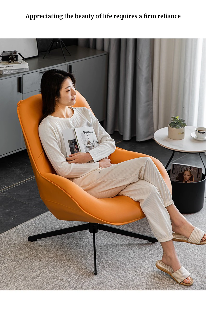 Modern Leather Living Room Chair Rotating Single Sofa Chair Revolving ...