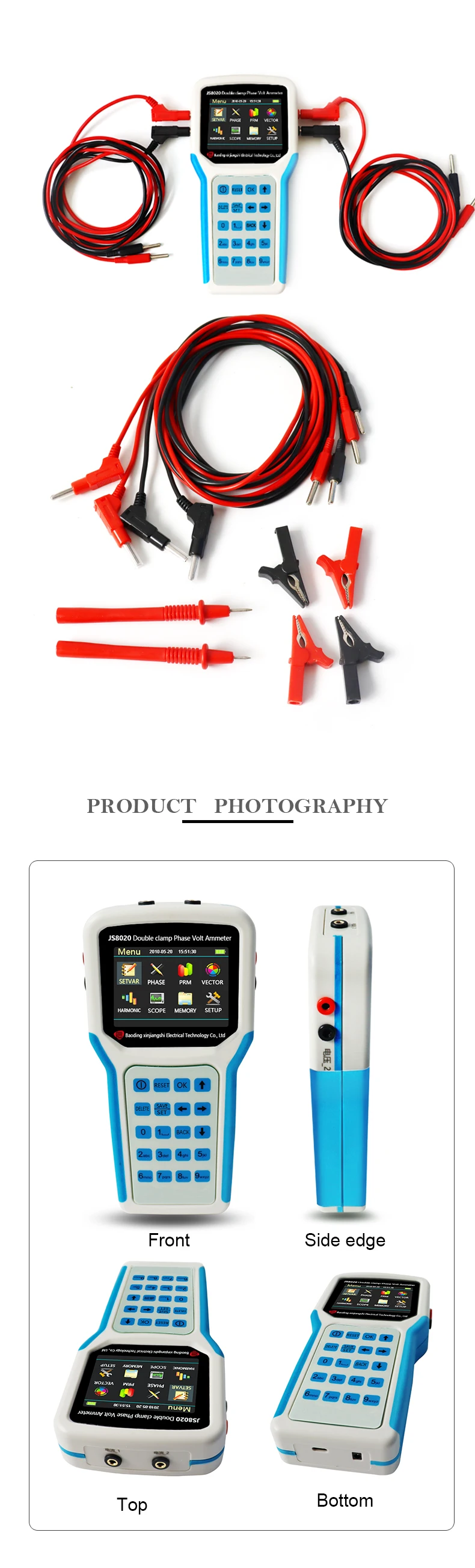 AC Power Quality Analyzer Phase Sequence Tester Digital Double Clamp ...
