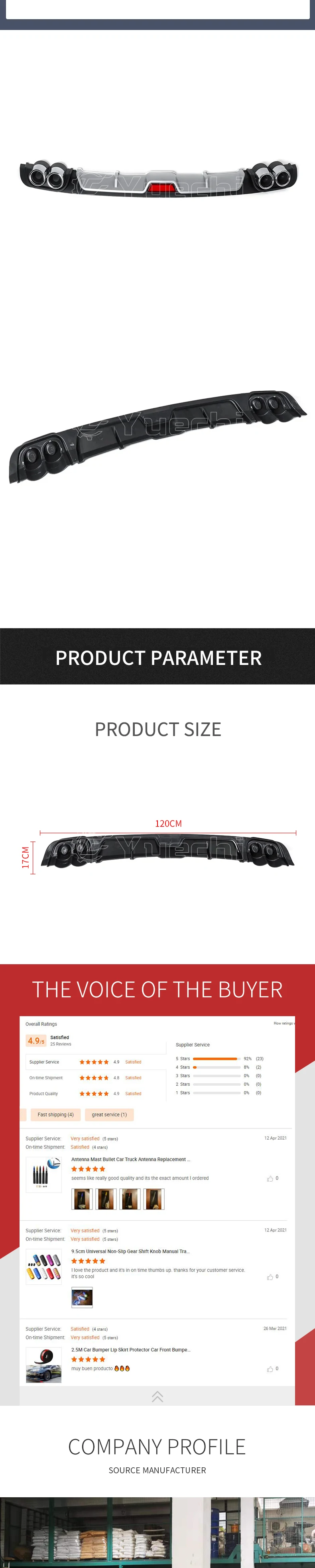 Auto Accessories Car Universal Rear Bumper Diffuser Lip