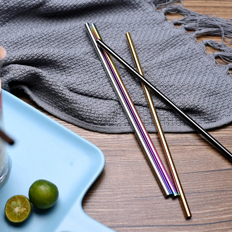 Metal Drinking Straw Reusable Straws Stainless Steel Cleaning Brush Set ...