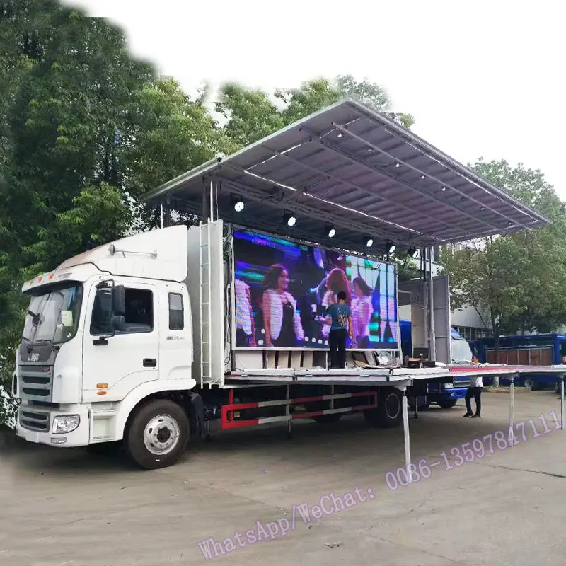 JAC 2-axle Side-extension Hydraulic Timing Stage Truck Mobile Film ...
