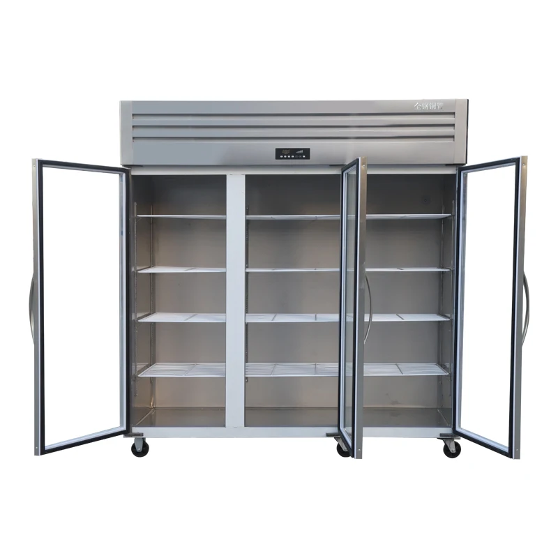High Quality Stainless Steel Chiller 3 Doors Freezer Glass Door ...