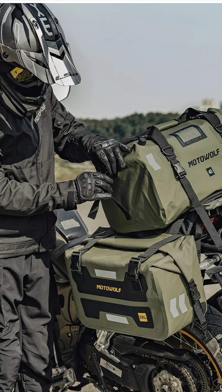 MOTOWOLF Waterproof Motorcycle Saddle Bag - Durable PVC Outdoor Storage ...