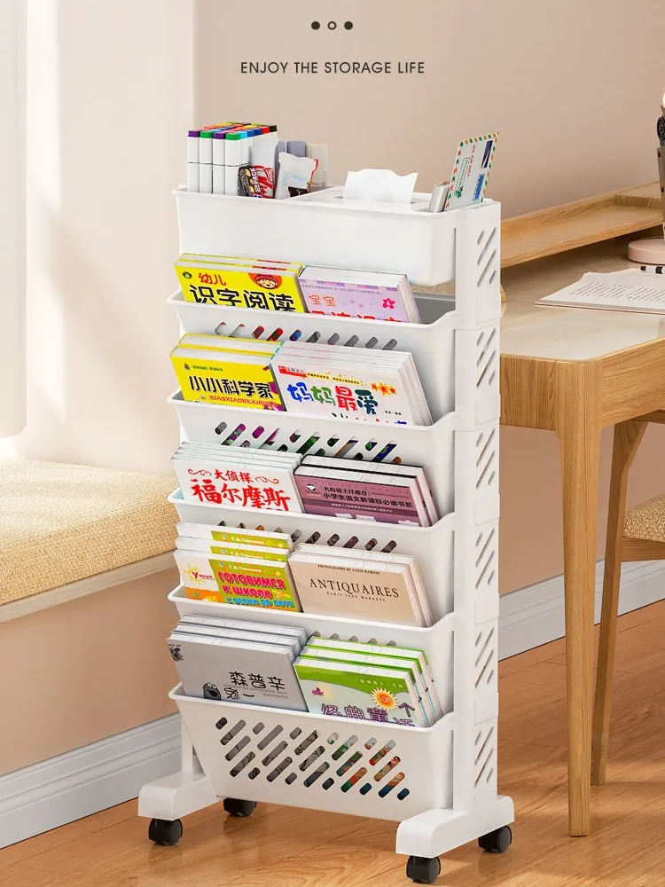 Movable Plastic Multi-layer Storage Bookshelf Product Multi-layer ...