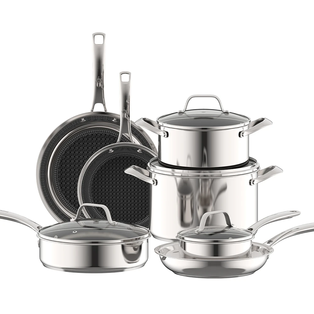 Stainless Steel Cookware Sets with Honeycomb Frying Pan