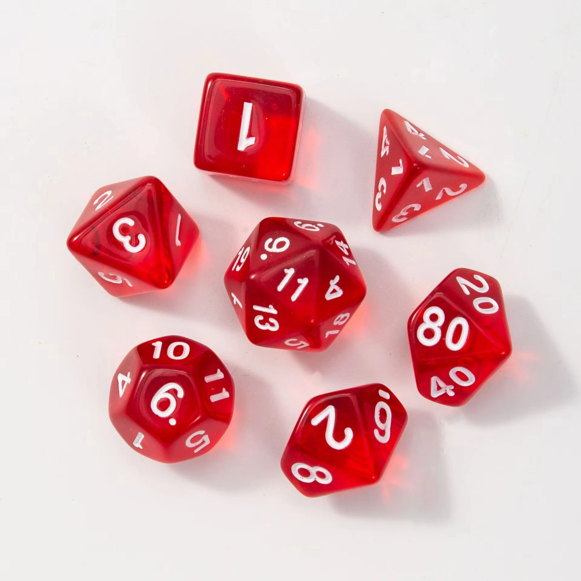 7pcs Acrylic Rpg Games Polyhedral D20 Color Transparent Dnd Dice Set ...