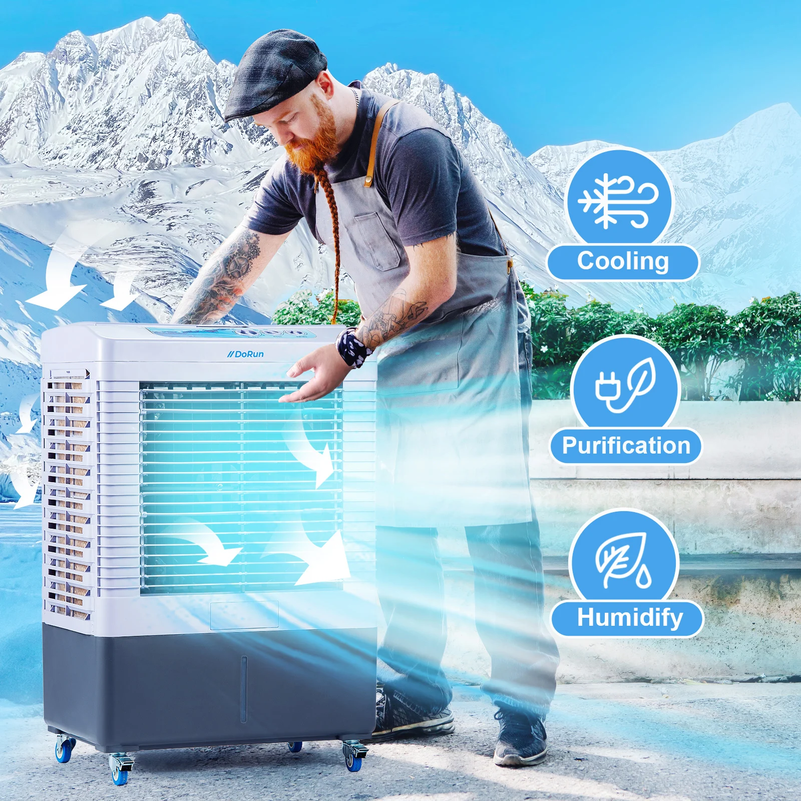 Portable Evaporative 2800 Rpm Air Cooler Motor Tower Fan With Air ...