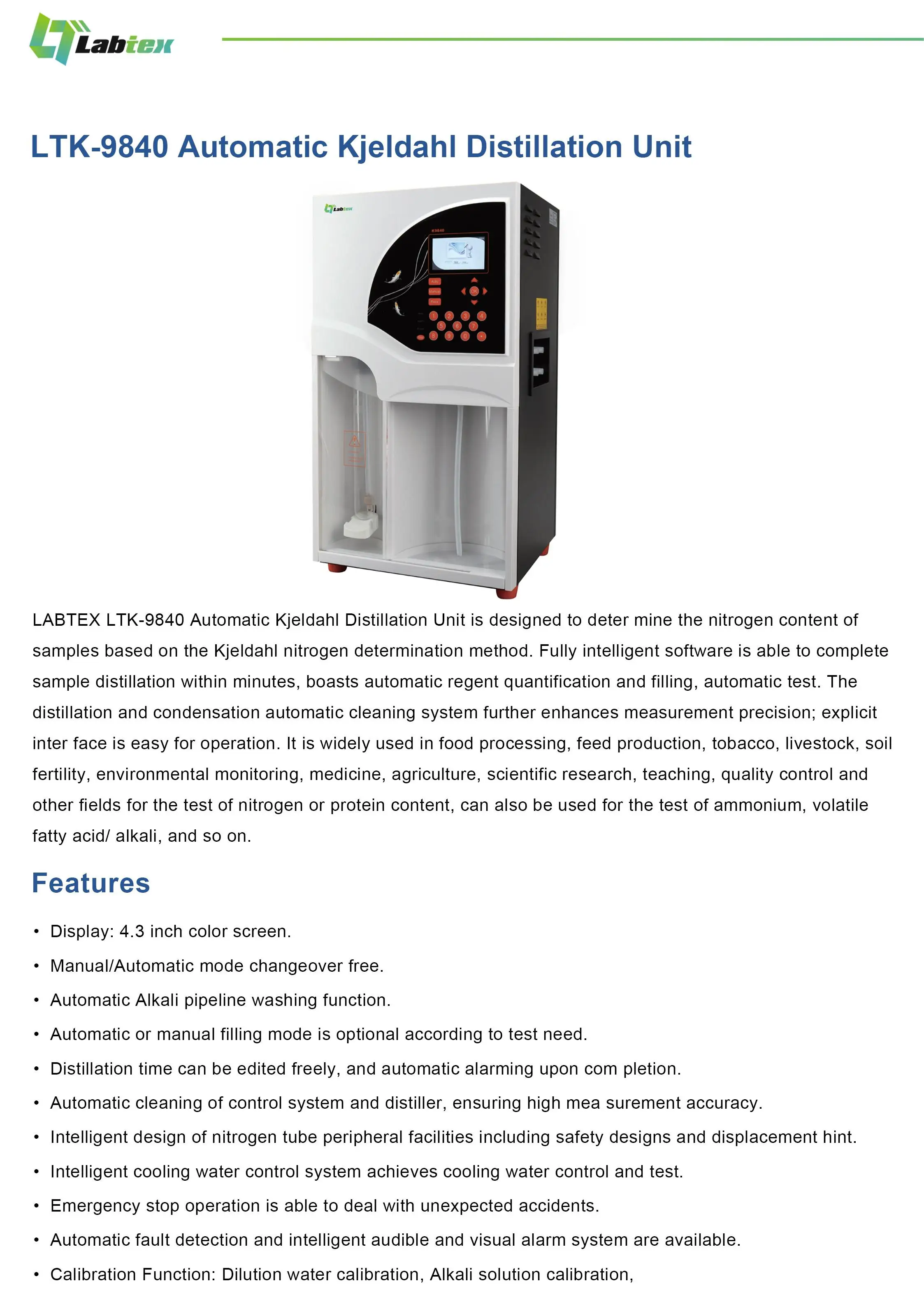 Labtex Kjeldahl Distillation Unit - Eco-Friendly Protein Analyzer