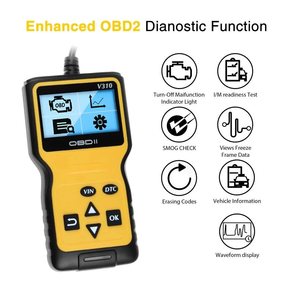 OBD2 Scanner 16pin Male Engine Coolant Temp V310 OBD Adapter Car ...